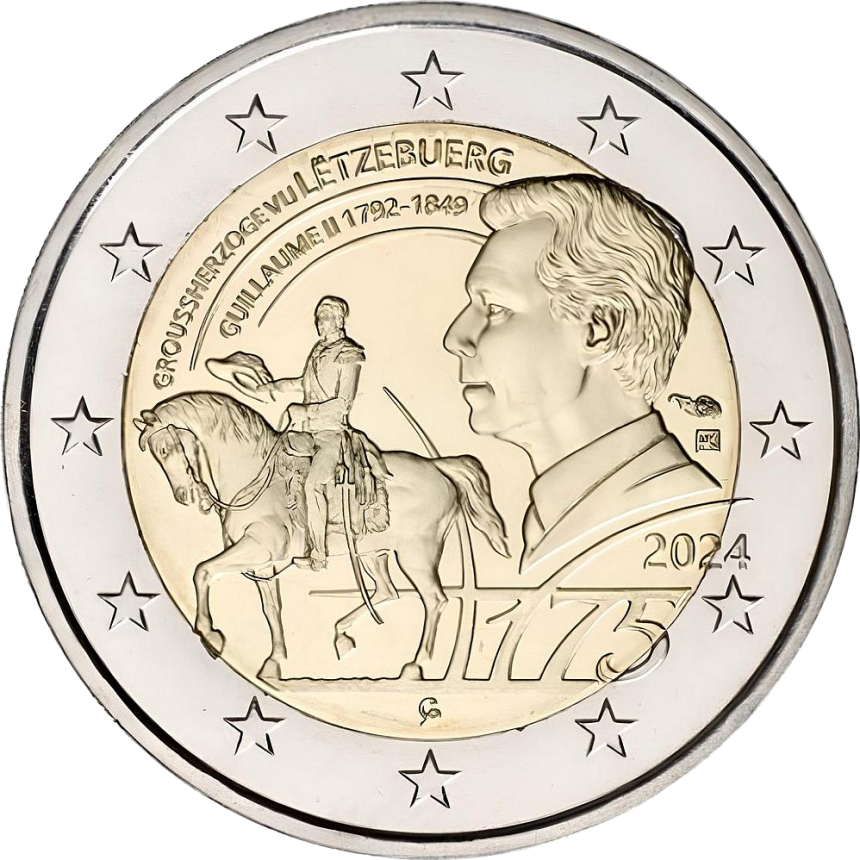2 eurot Luksemburg 2024 – Willem II surma 175. aastapäev - Coin24
